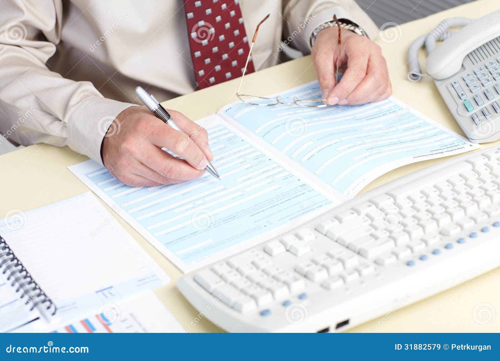 The Businessman Works at Office Stock Image - Image of paper, hand ...
