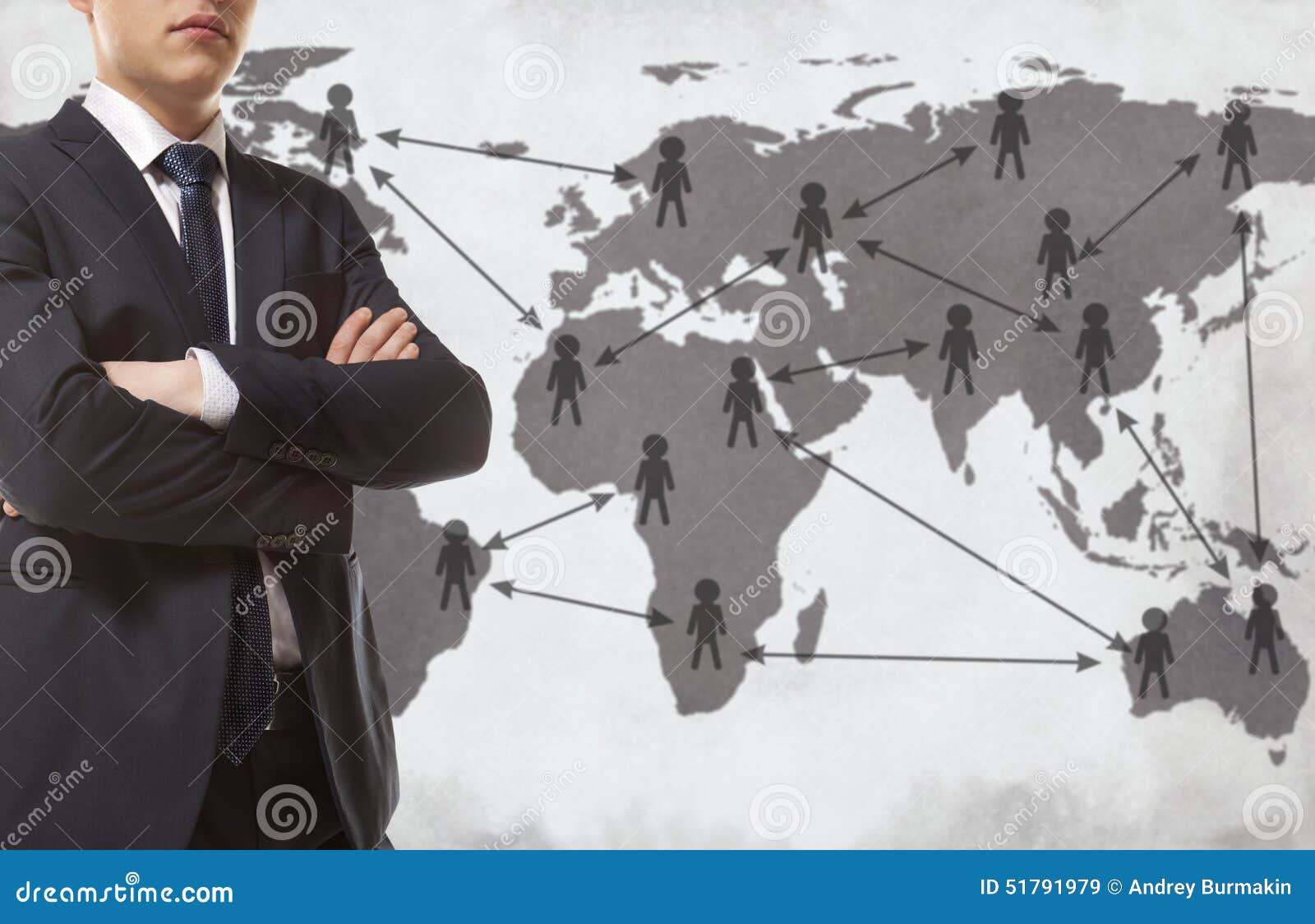 Businessman with world map stock image. Image of leaning - 51791979