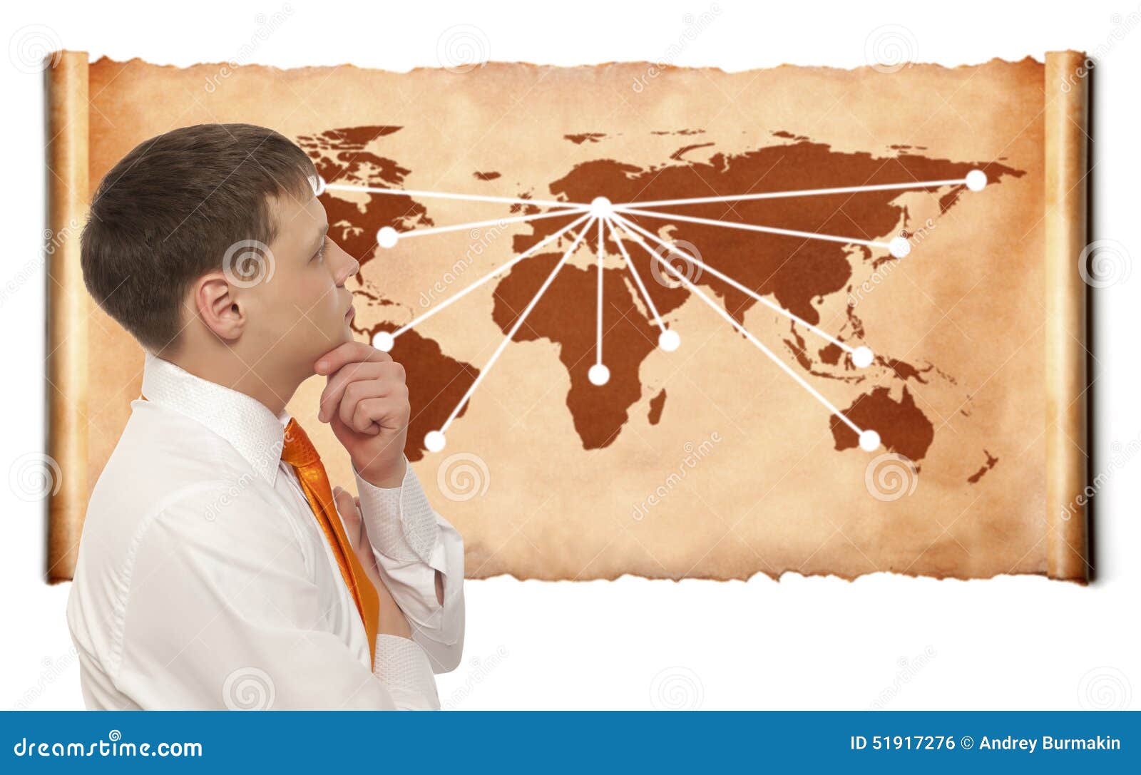 Businessman with world map stock photo. Image of dreaming - 51917276