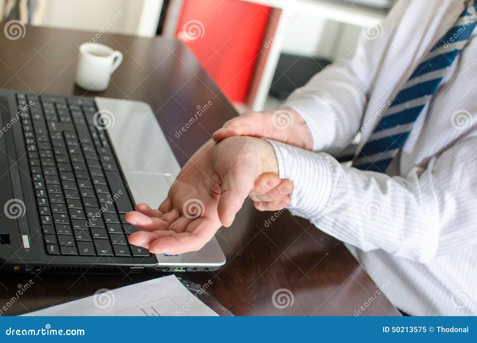 Businessman with Wrist Pain Stock Image - Image of desk, sick: 50213575