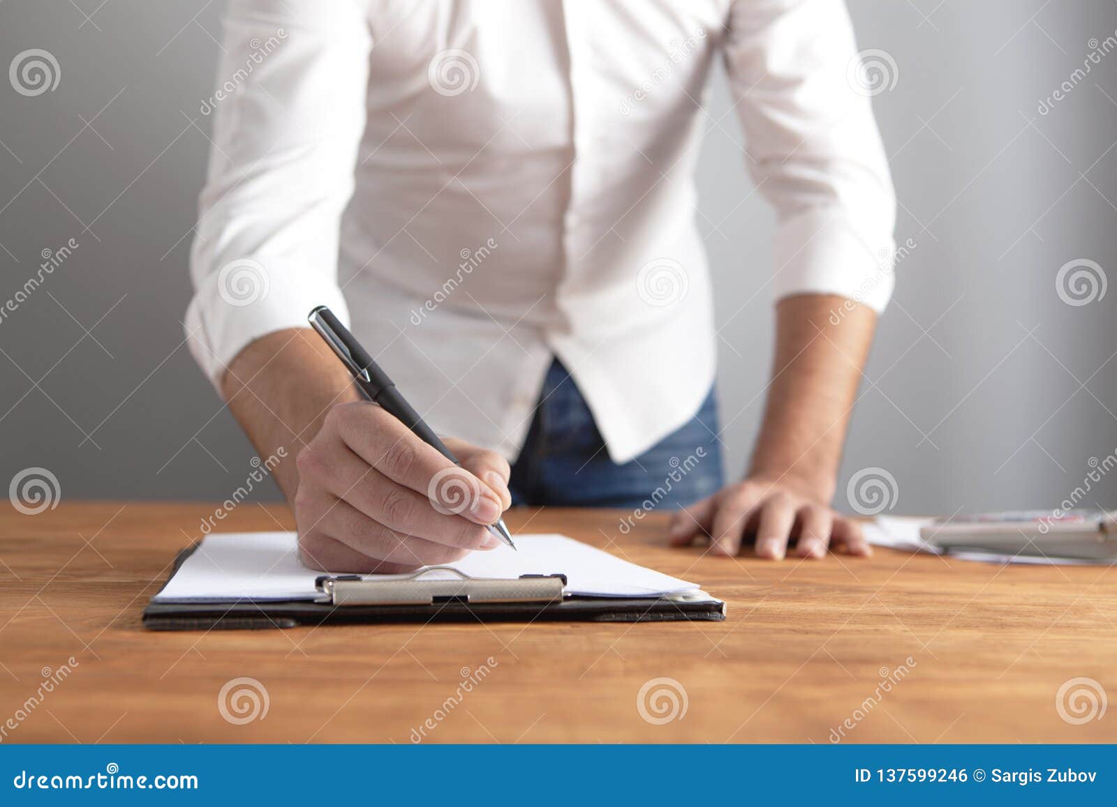 Businessman Write Documents Stock Photo - Image of corporate, contract ...