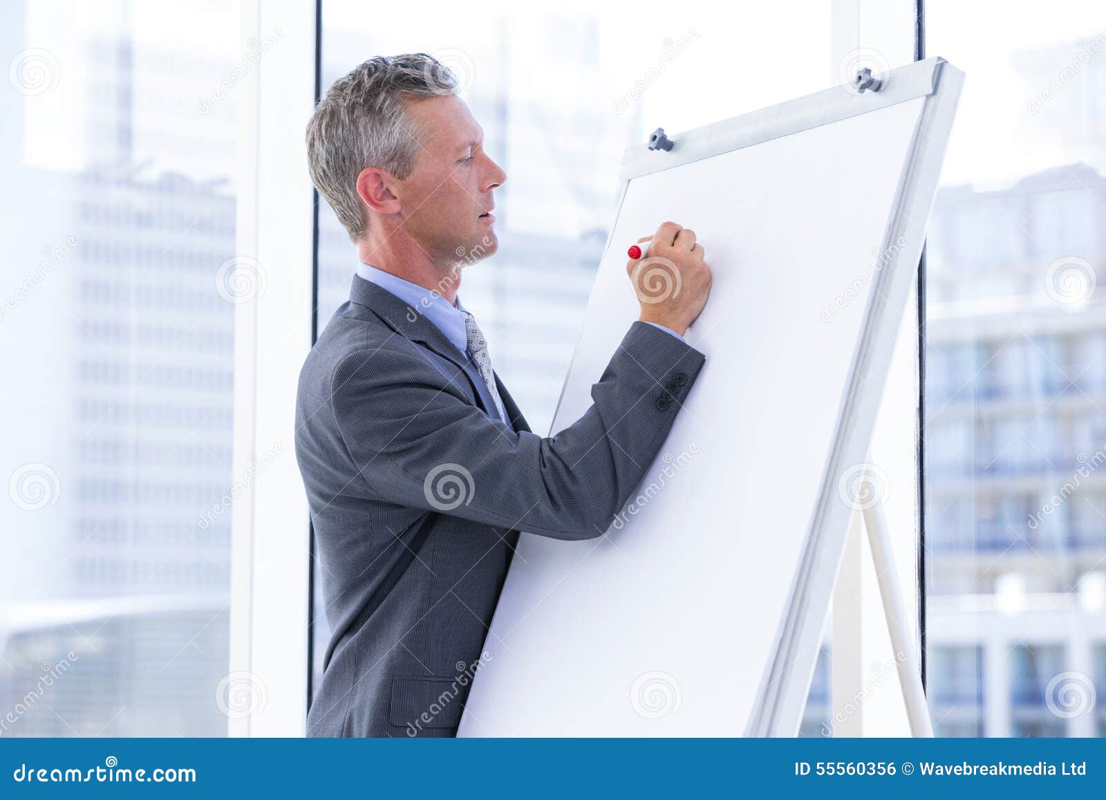 Businessman Write on Whiteboard Stock Photo - Image of adult ...