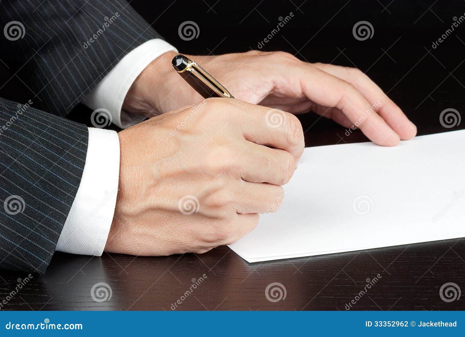 Businessman Writes, Side View Stock Photo - Image of agreement ...