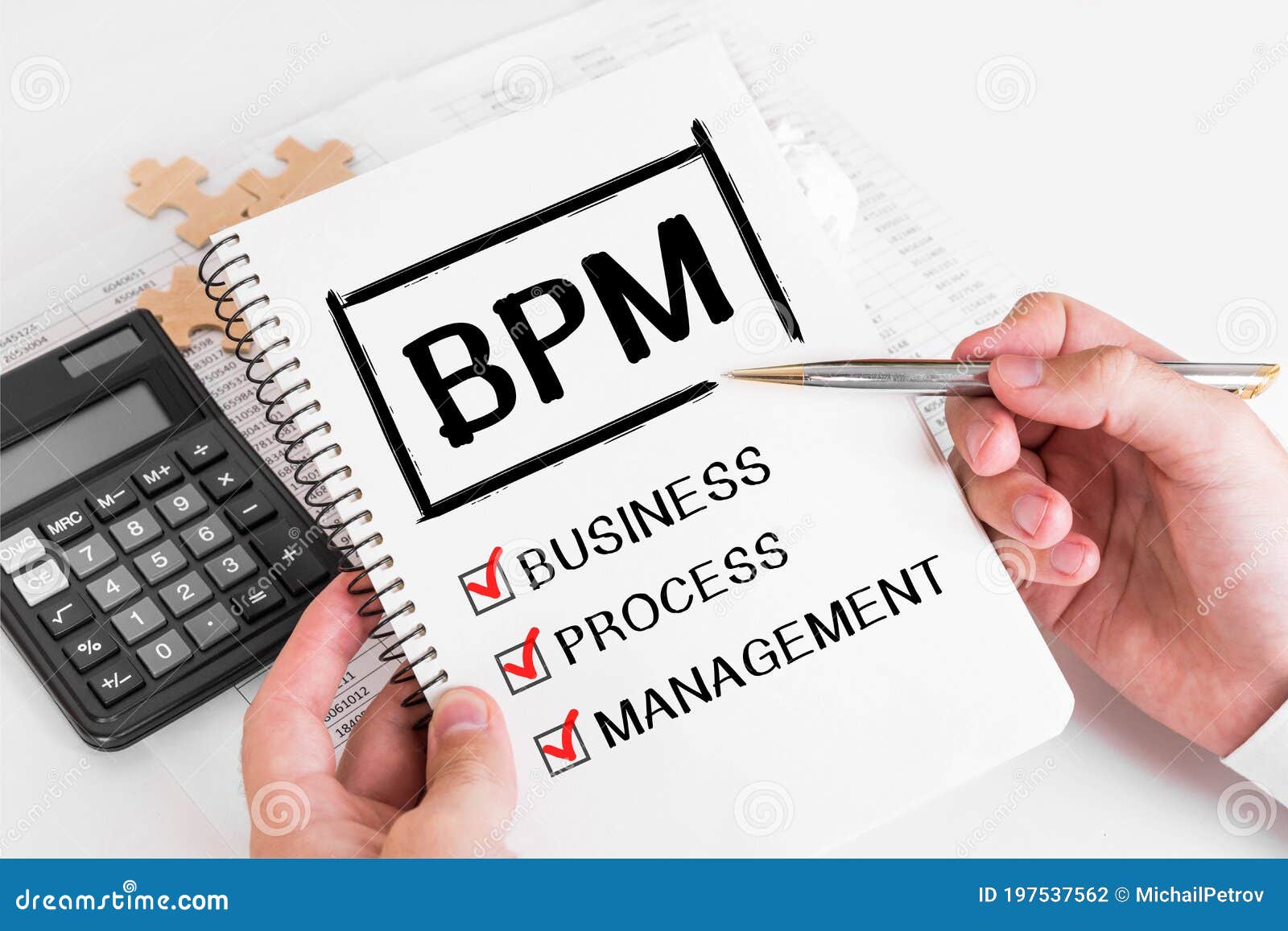 Businessman Writing BPM Concepts on His Note Stock Photo - Image of ...
