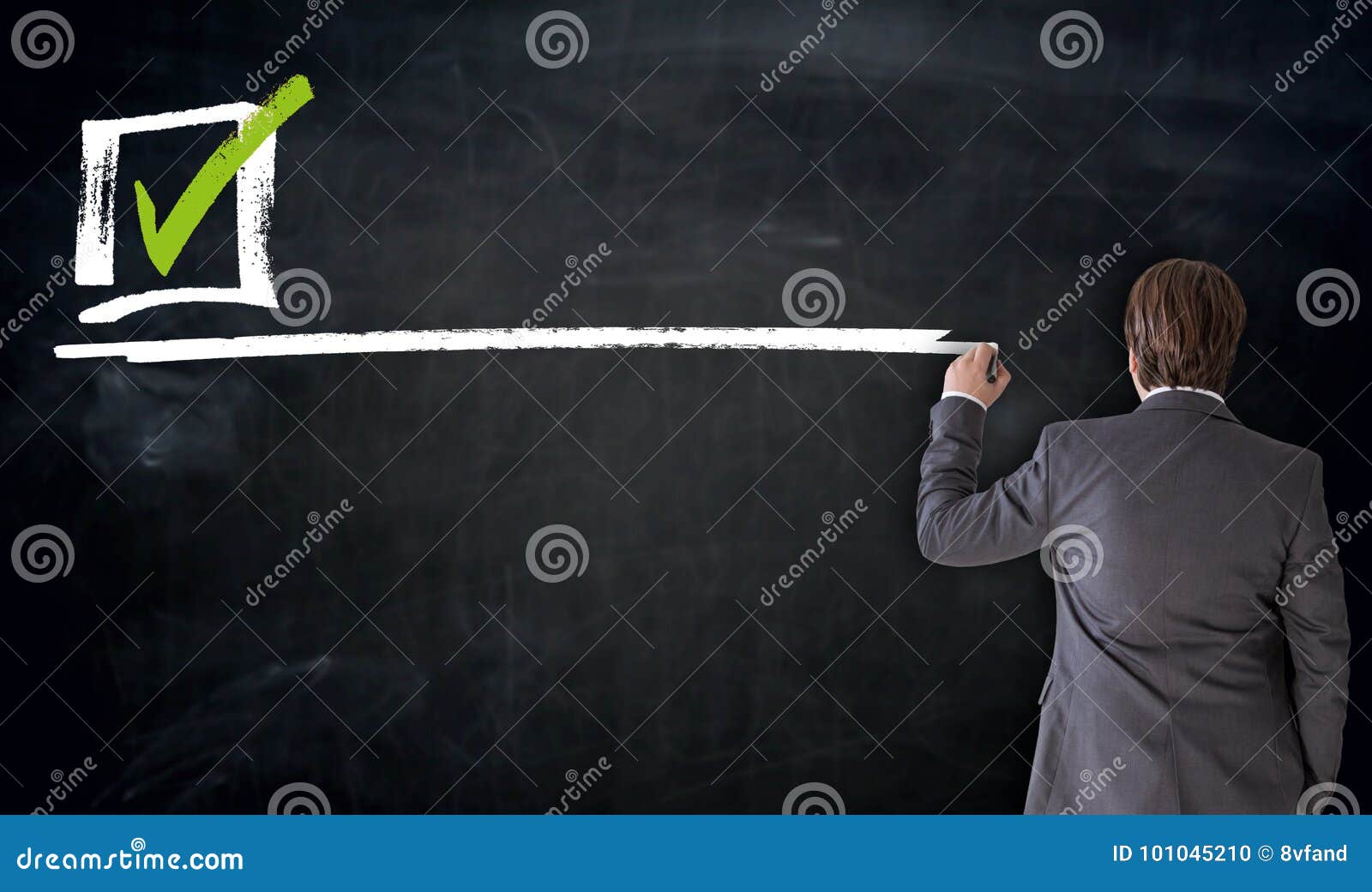 Businessman Writing Checkbox on Blackboard Concept Stock Photo - Image ...