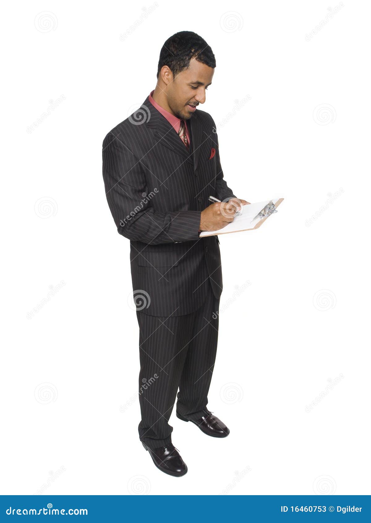 Businessman - Writing on Clipboard Stock Image - Image of taking ...