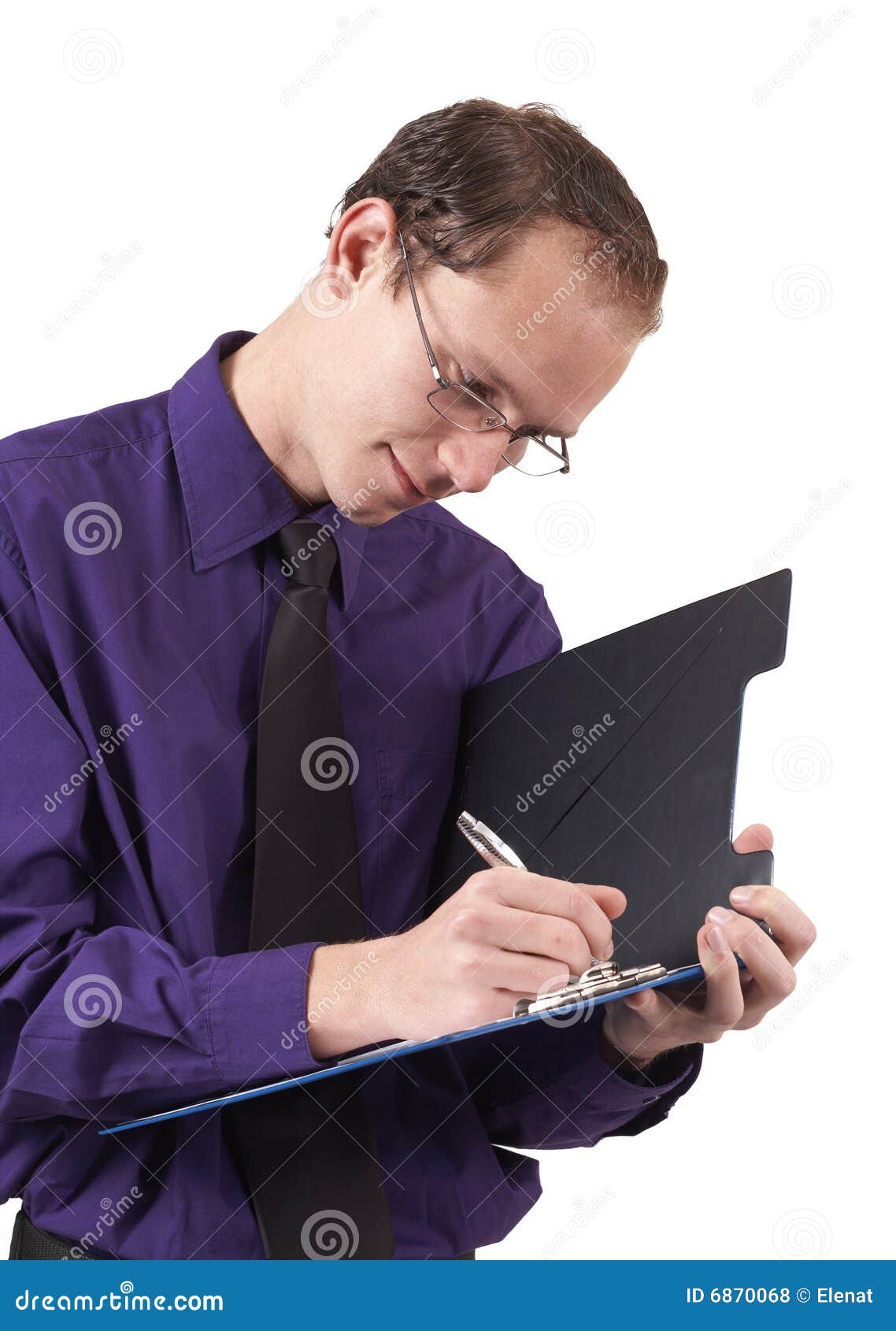 Businessman Writing on Clipboard Stock Photo - Image of corporate ...