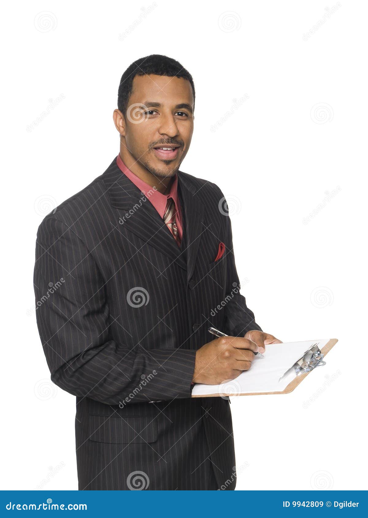 Businessman - Writing on Clipboard Stock Image - Image of survey ...