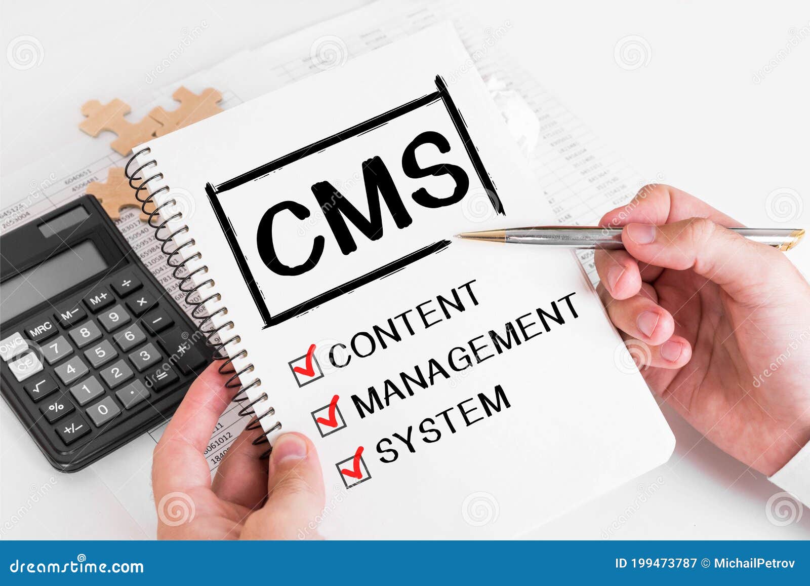 Businessman Writing CMS Concepts on His Note Stock Image - Image of ...