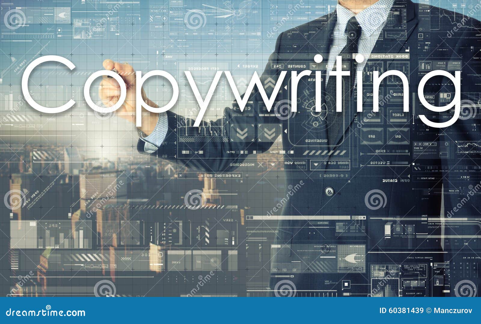 Businessman Writing Copywriting on Transparent Board Stock Image ...