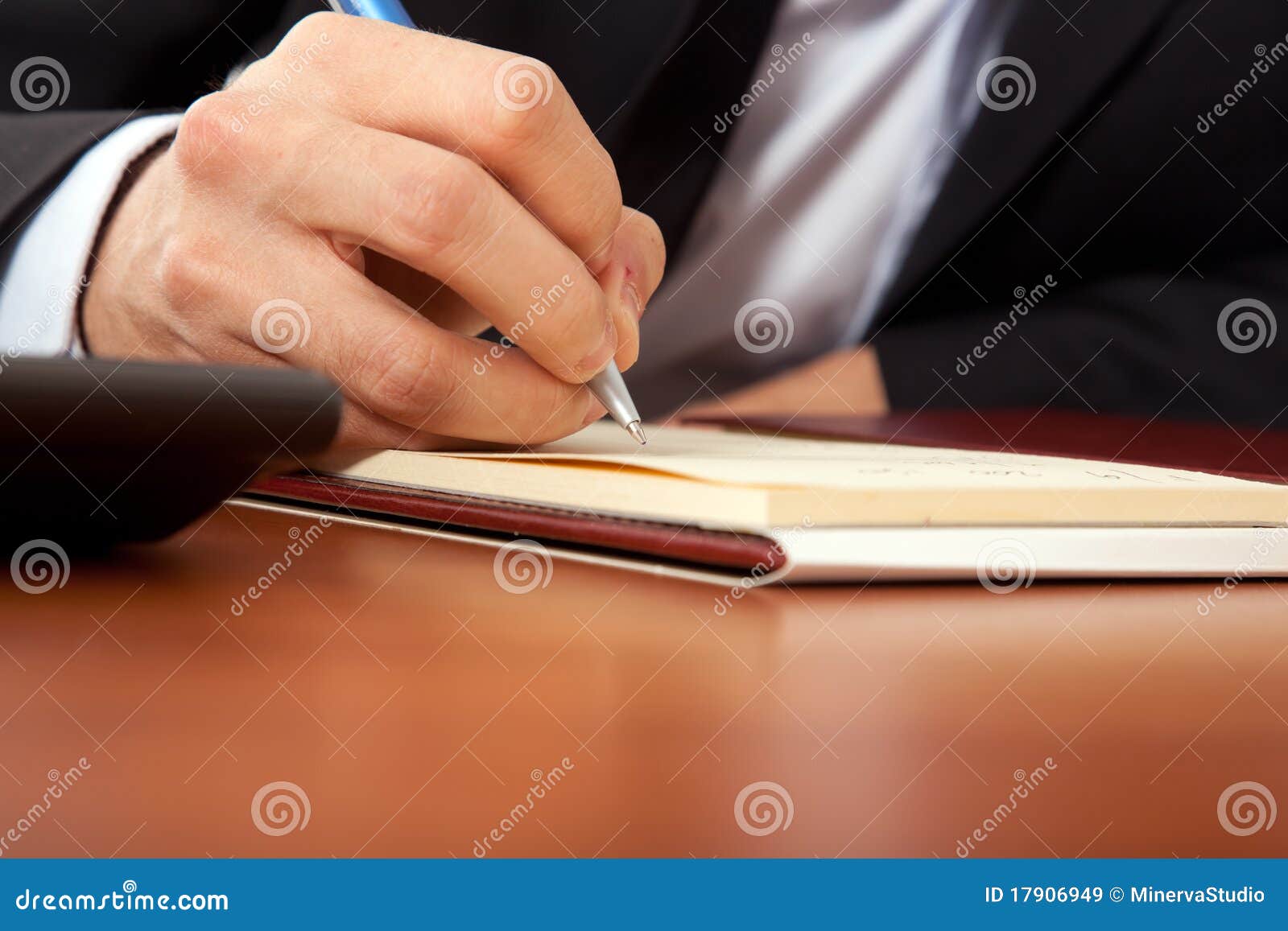 Businessman Writing Document Stock Image - Image of people, internet ...