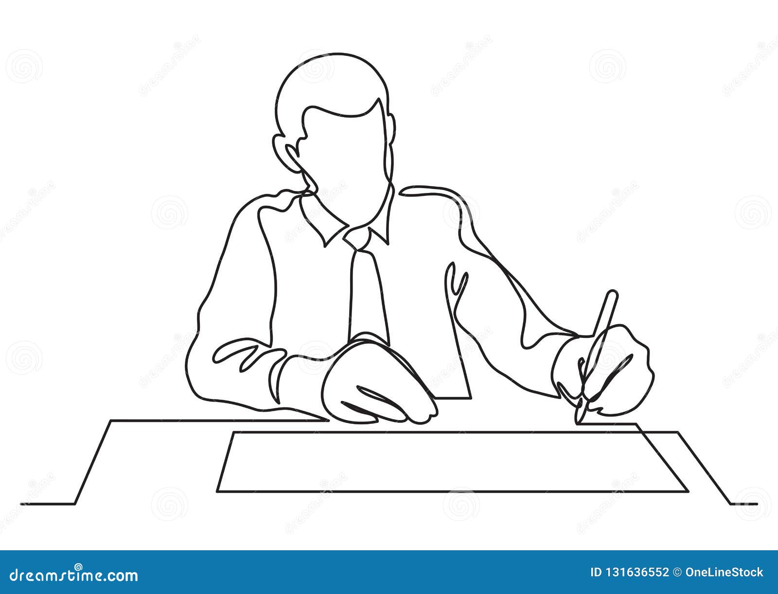 Businessman Writing Document - Single Line Drawing Stock Vector ...