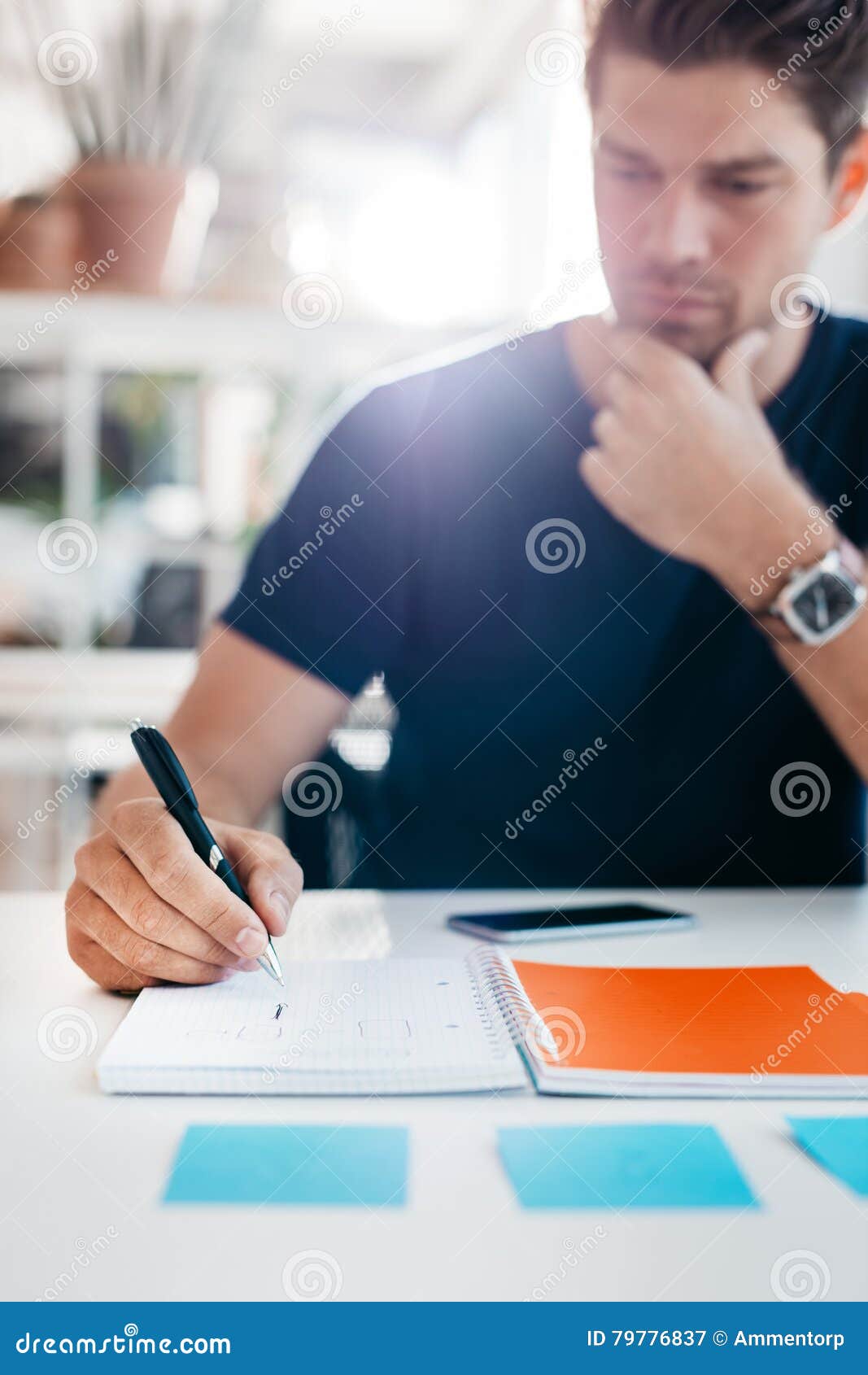 Businessman Writing Down Important Notes in Office Diary Stock Image ...