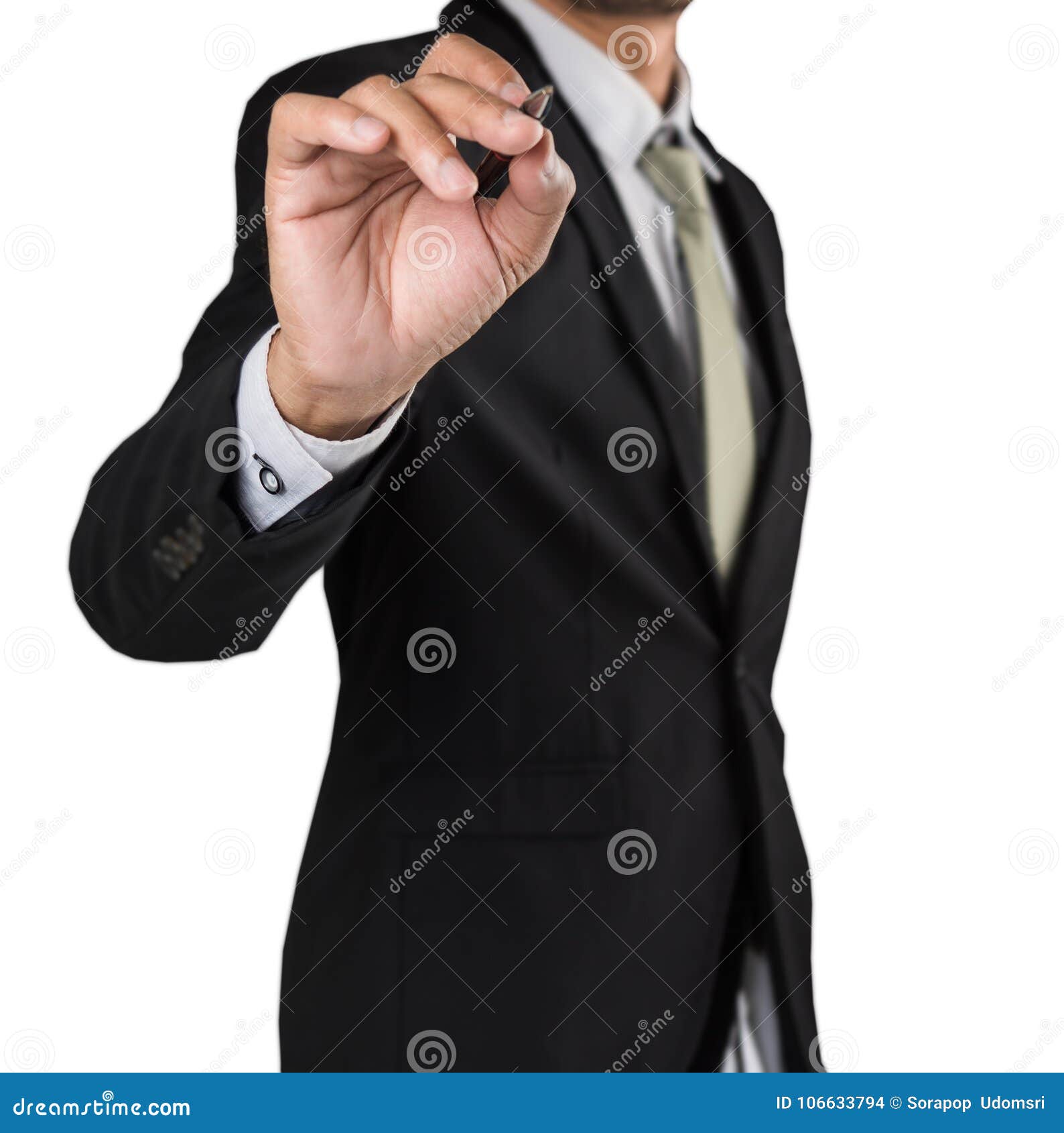 Businessman Writing, Drawing Blank Screen Stock Photo - Image of ...