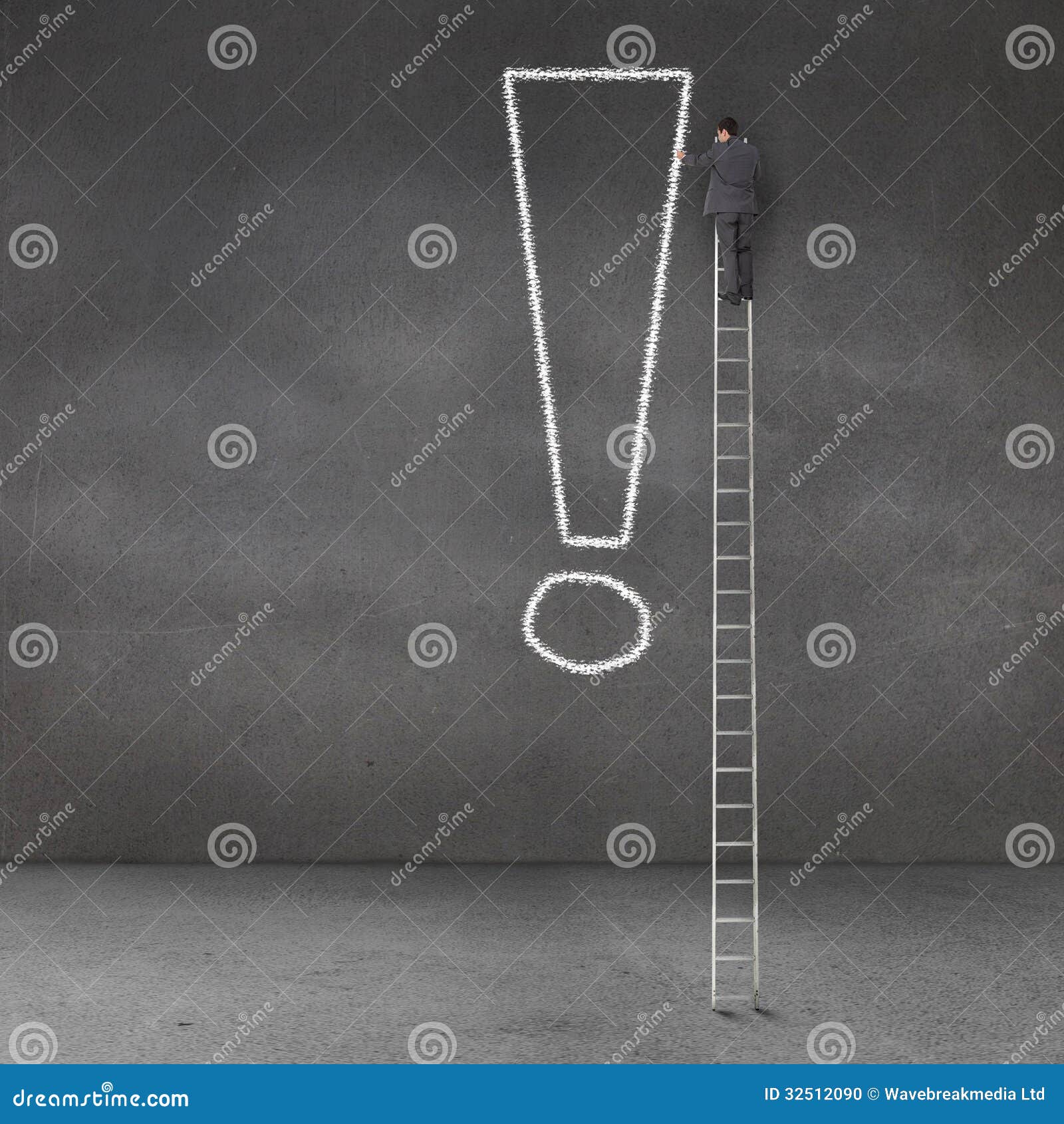 Businessman Writing an Exclamation Mark Stock Illustration ...