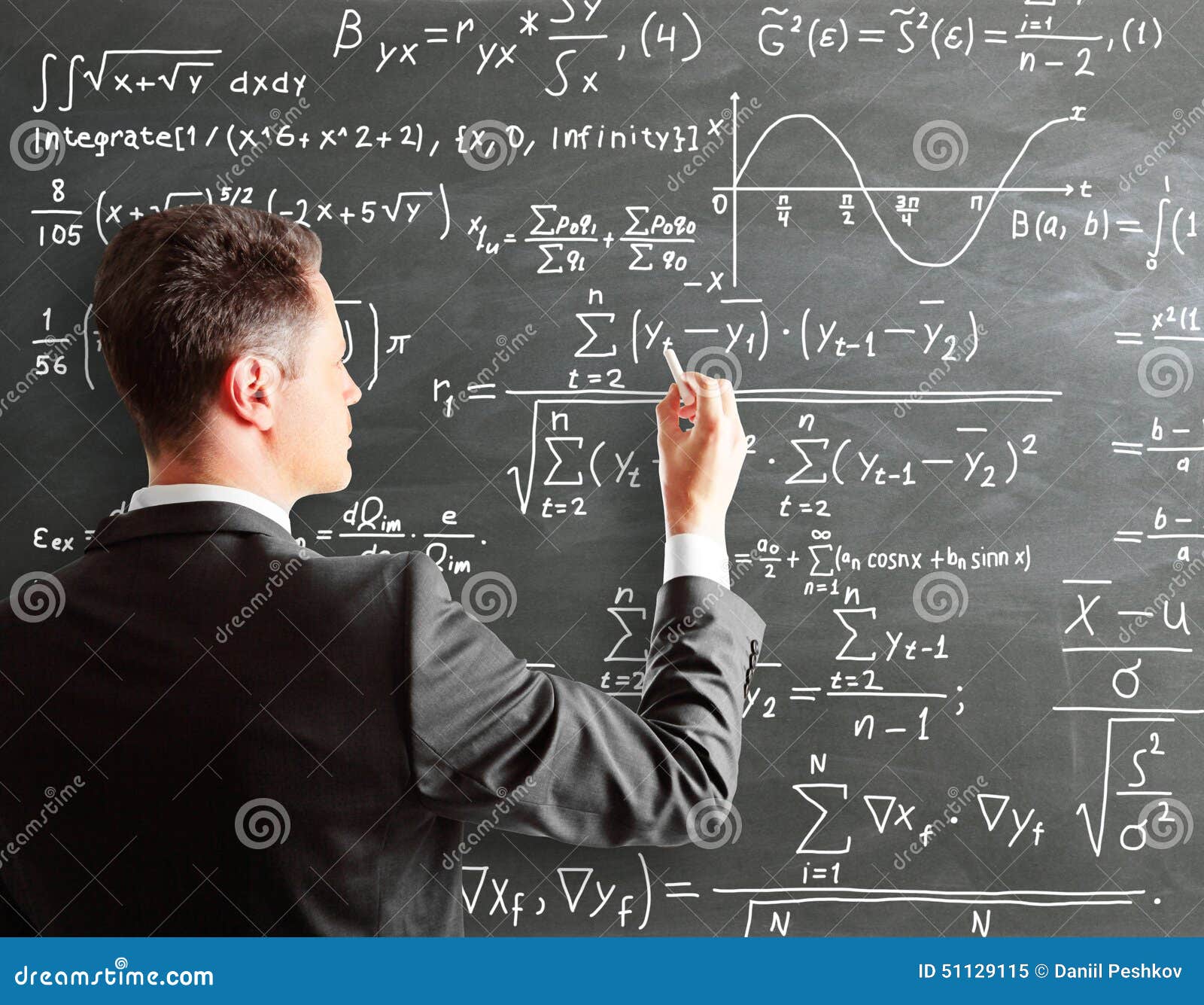 Businessman Writing Formula Stock Image - Image of genius, board: 51129115