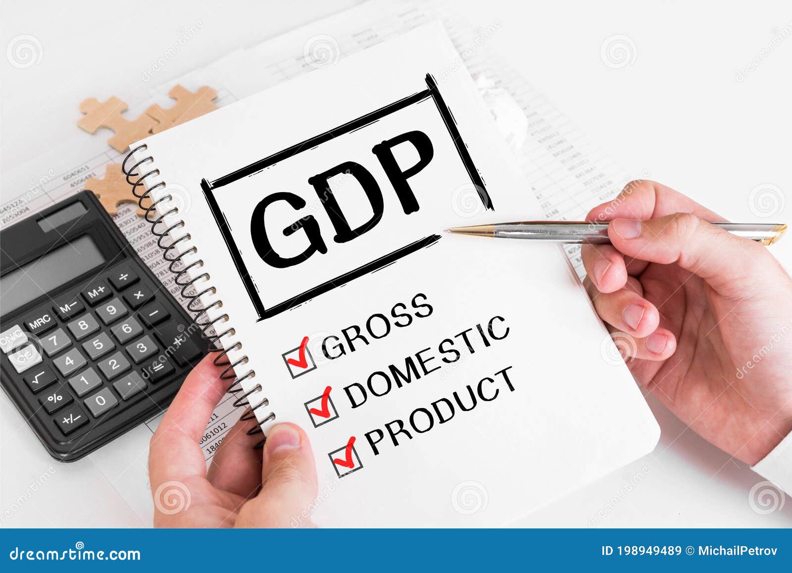 Businessman Writing GDP Concepts on His Note Stock Image - Image of ...