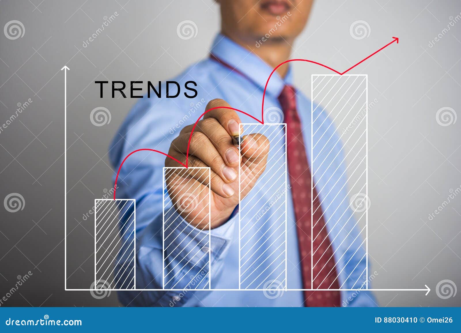 Businessman Writing Growth Bar Chart. Trend Concept Stock Photo - Image ...