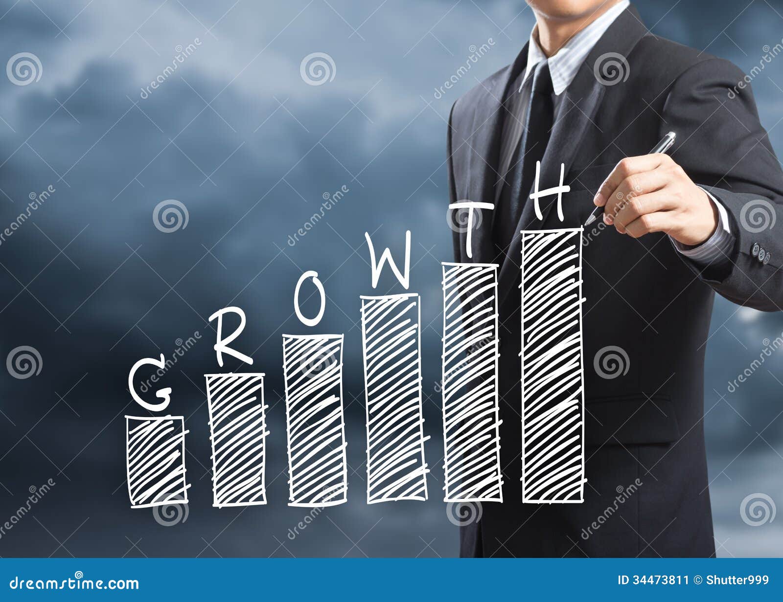 Businessman Writing Growth Chart Concept Stock Image - Image of ...