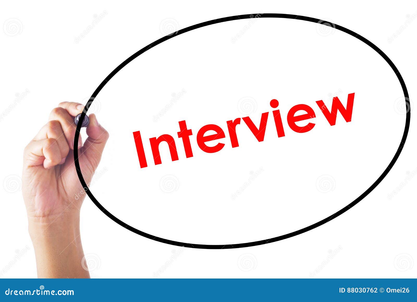 Businessman Writing Interview Word with Pen Stock Photo - Image of ...
