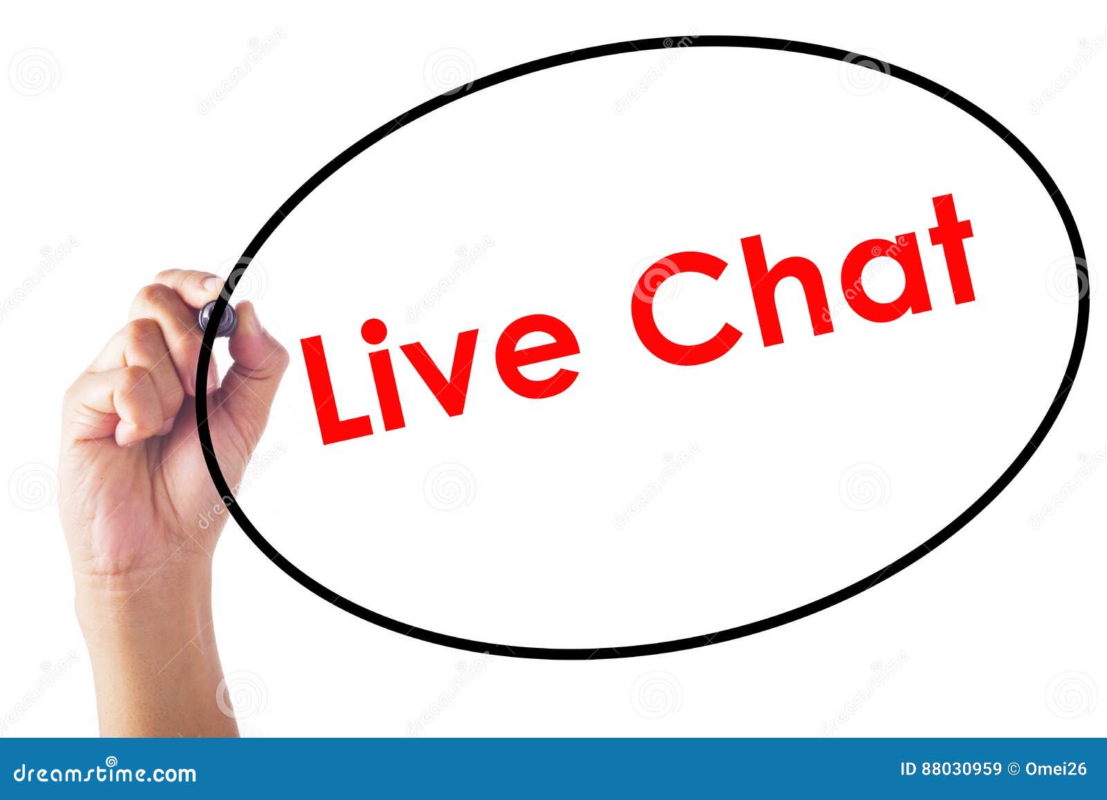 Businessman Writing Live Chat Word with Pen Stock Illustration ...