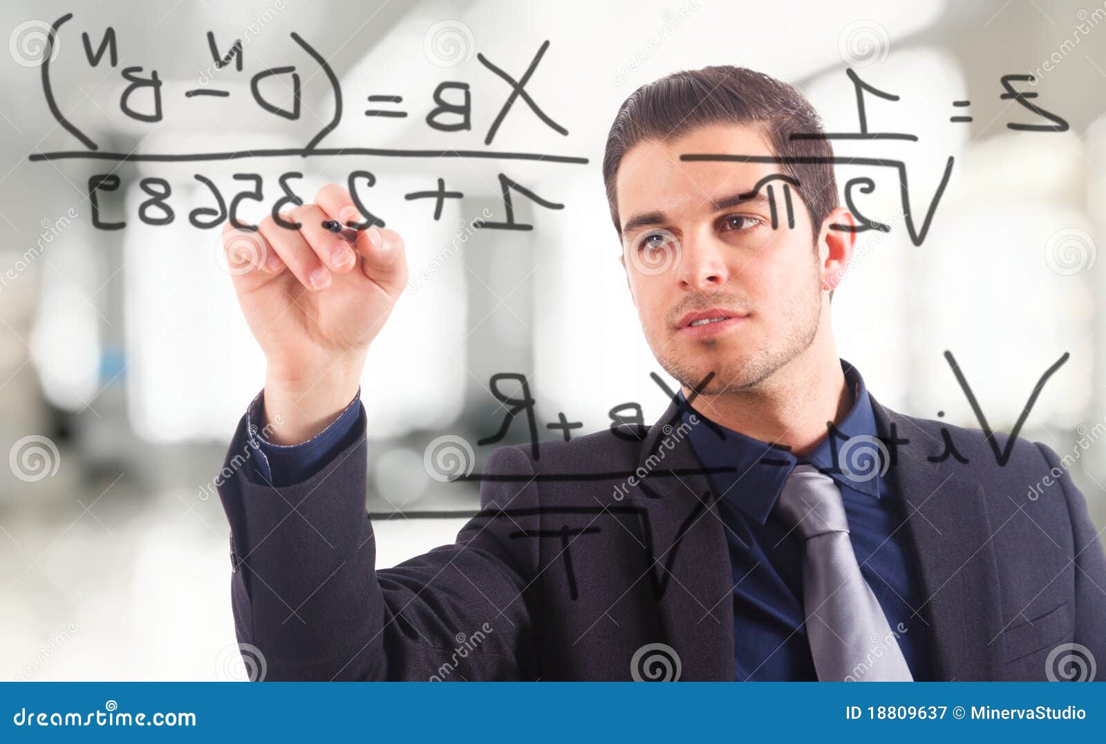 Businessman writing math stock image. Image of math, school - 18809637