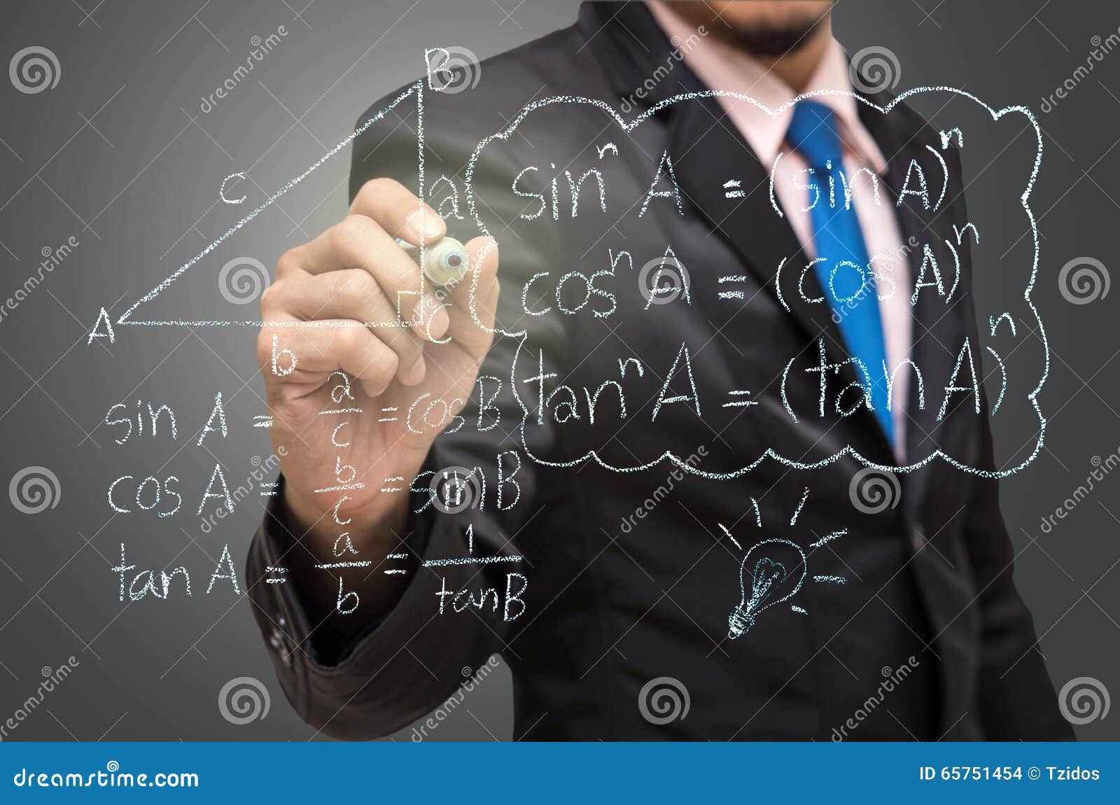Businessman Writing the Mathematics Formulas on a Blackboard Stock ...