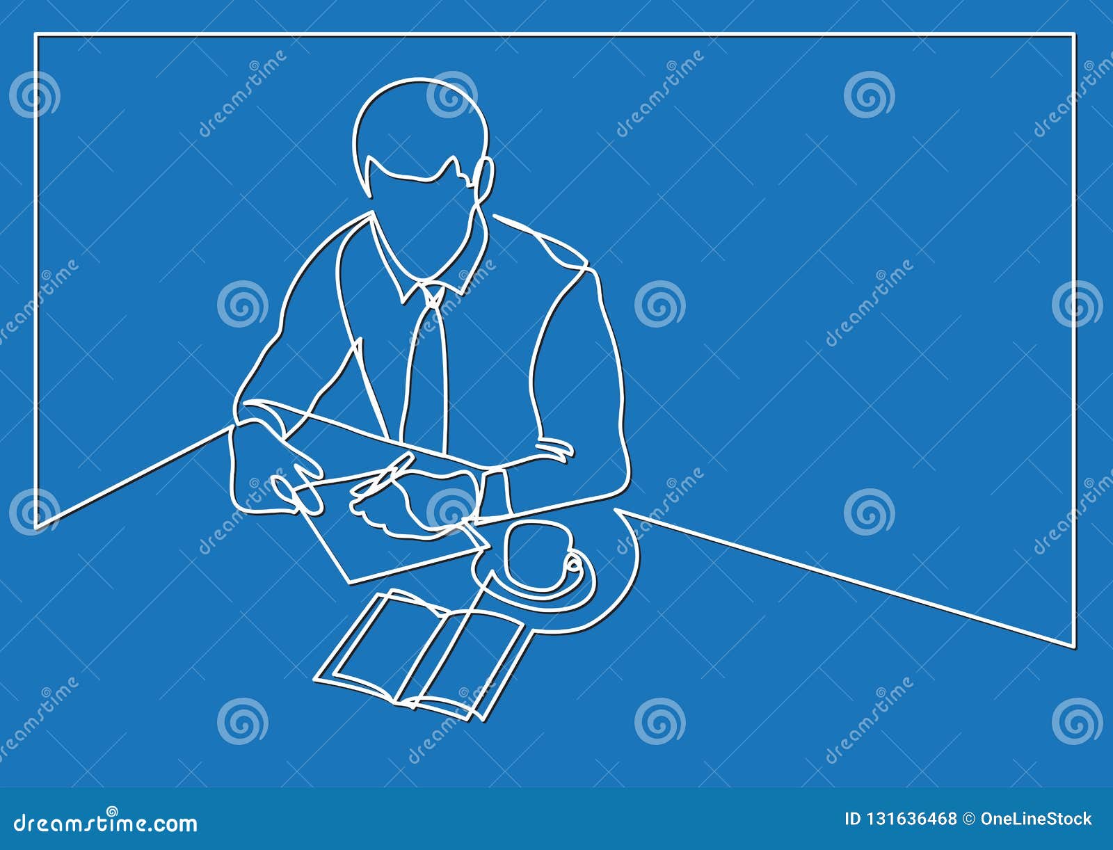 Businessman Writing a Note - Single Line Drawing Stock Vector ...