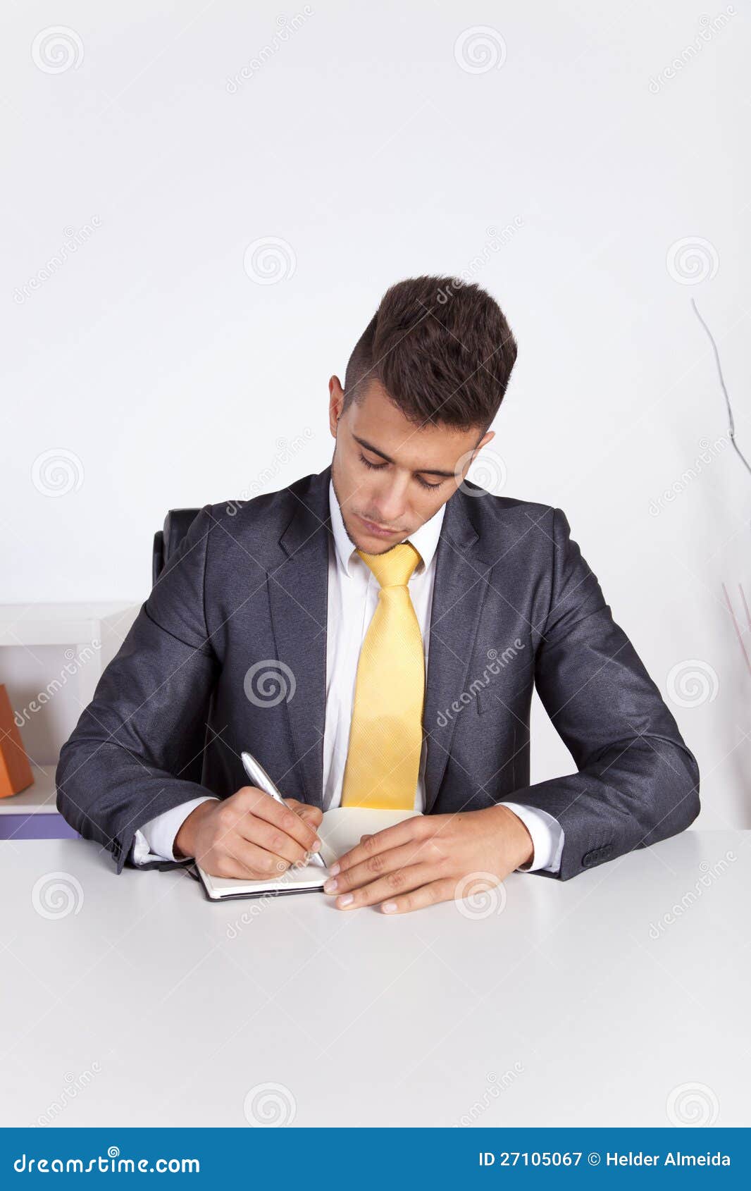 Businessman Writing on the Notepad Stock Image - Image of caucasian ...