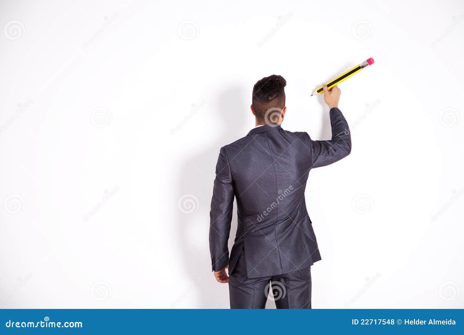 Businessman Writing at the Office Wall Stock Photo - Image of ...