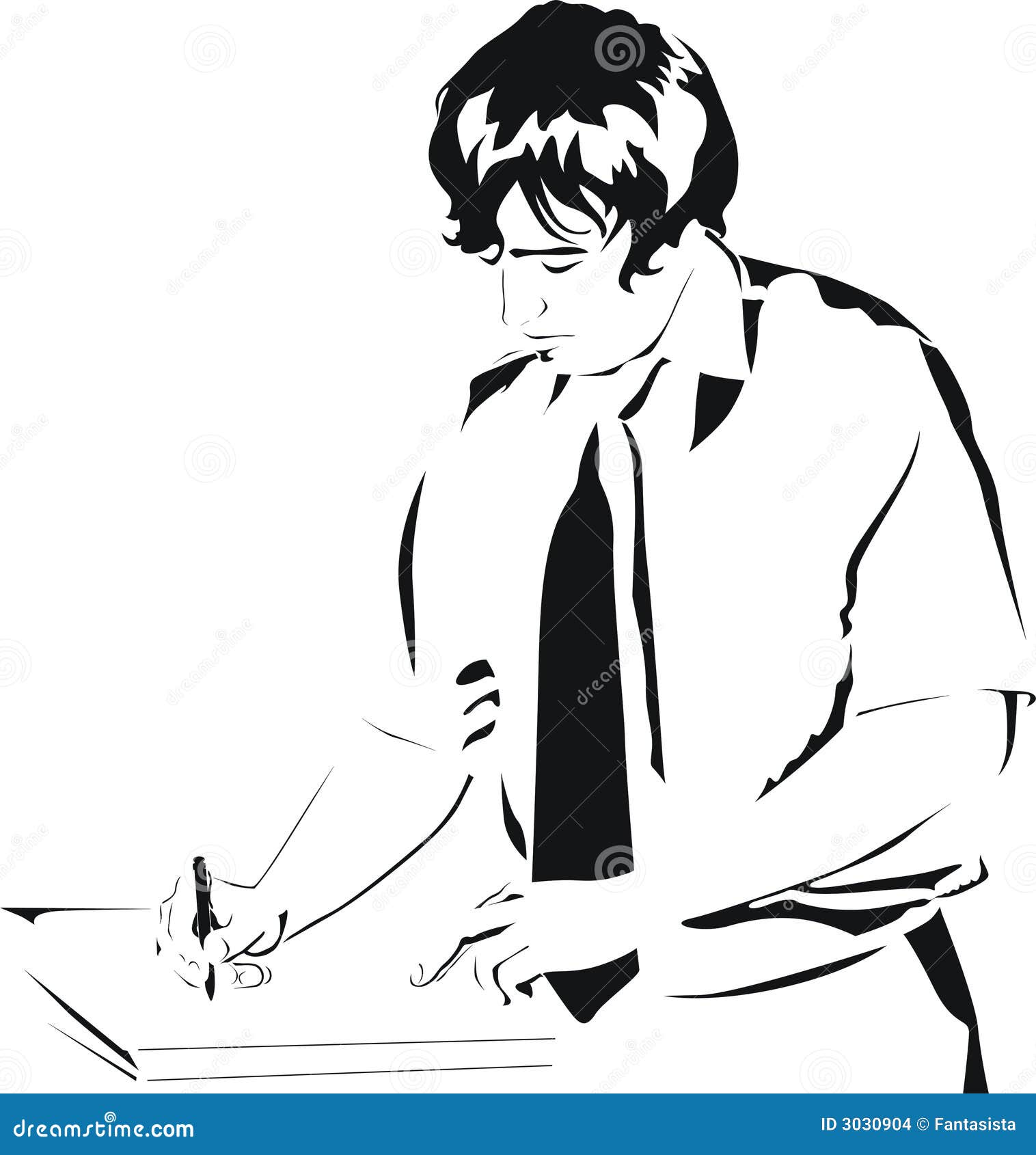 Businessman Writing on Paper Stock Vector - Illustration of friendly ...