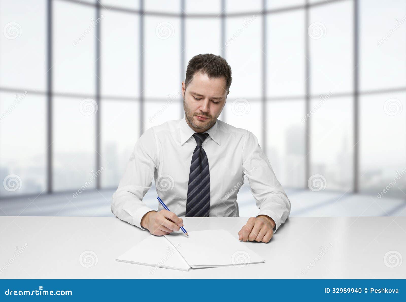 Businessman writing stock photo. Image of idea, marketing - 32989940