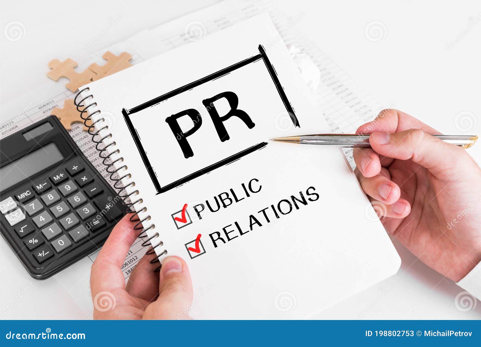 Businessman Writing PR Concepts on His Note Stock Image - Image of ...