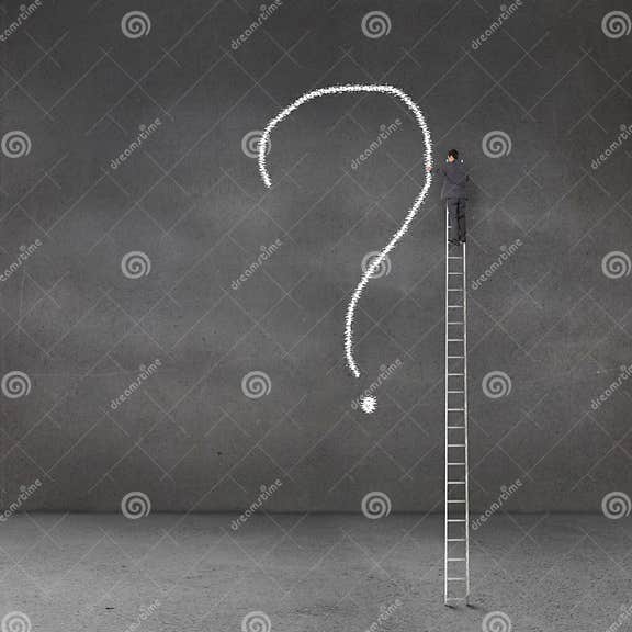Businessman Writing a Question Mark Stock Image - Image of chalk, room ...