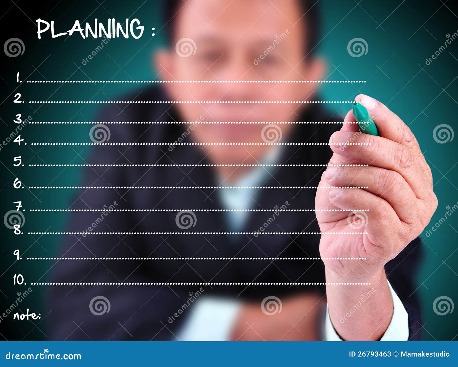 Businessman Writing Some Planning Stock Image - Image of manager ...