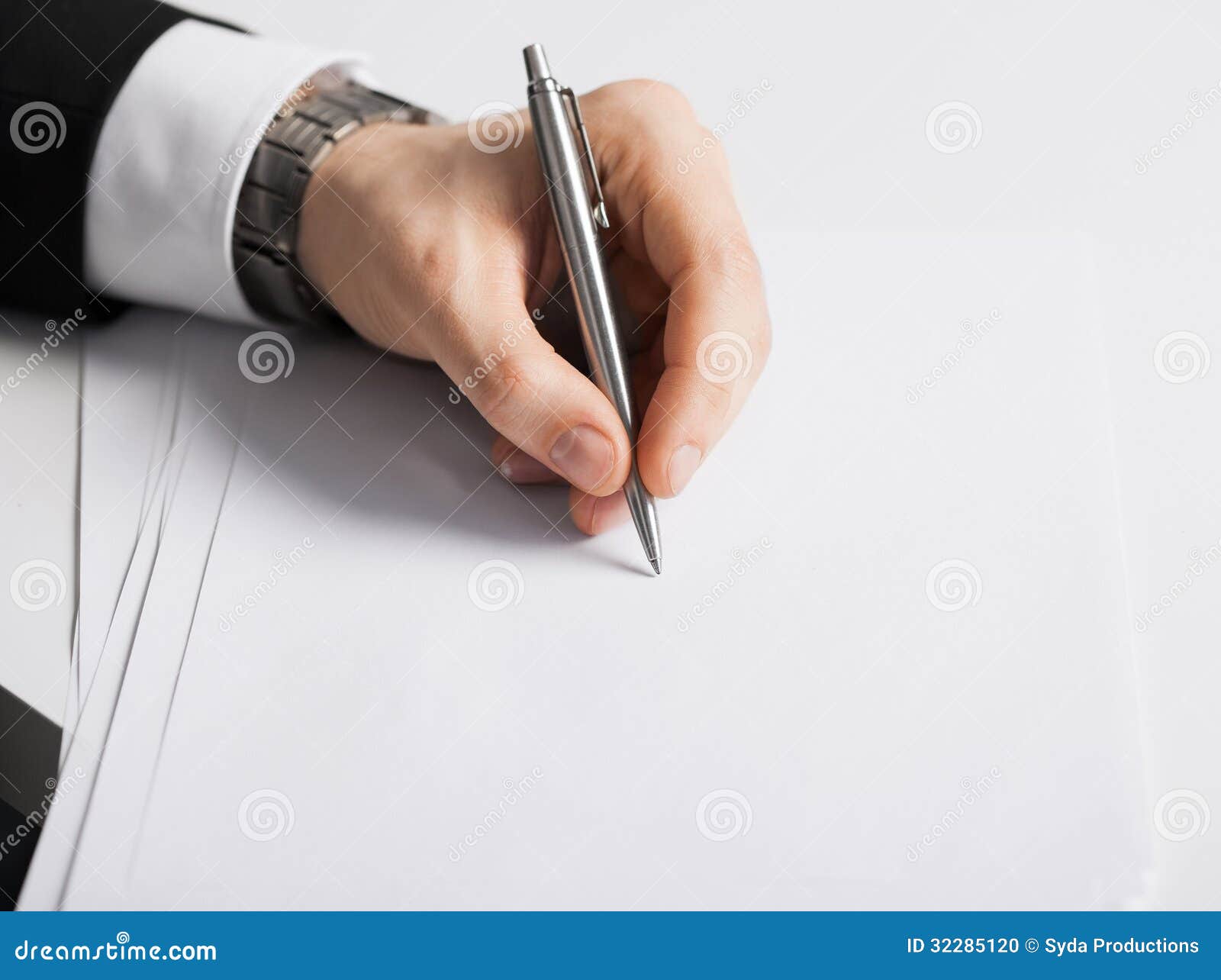 Businessman Writing Something on the Paper Stock Photo - Image of boss ...