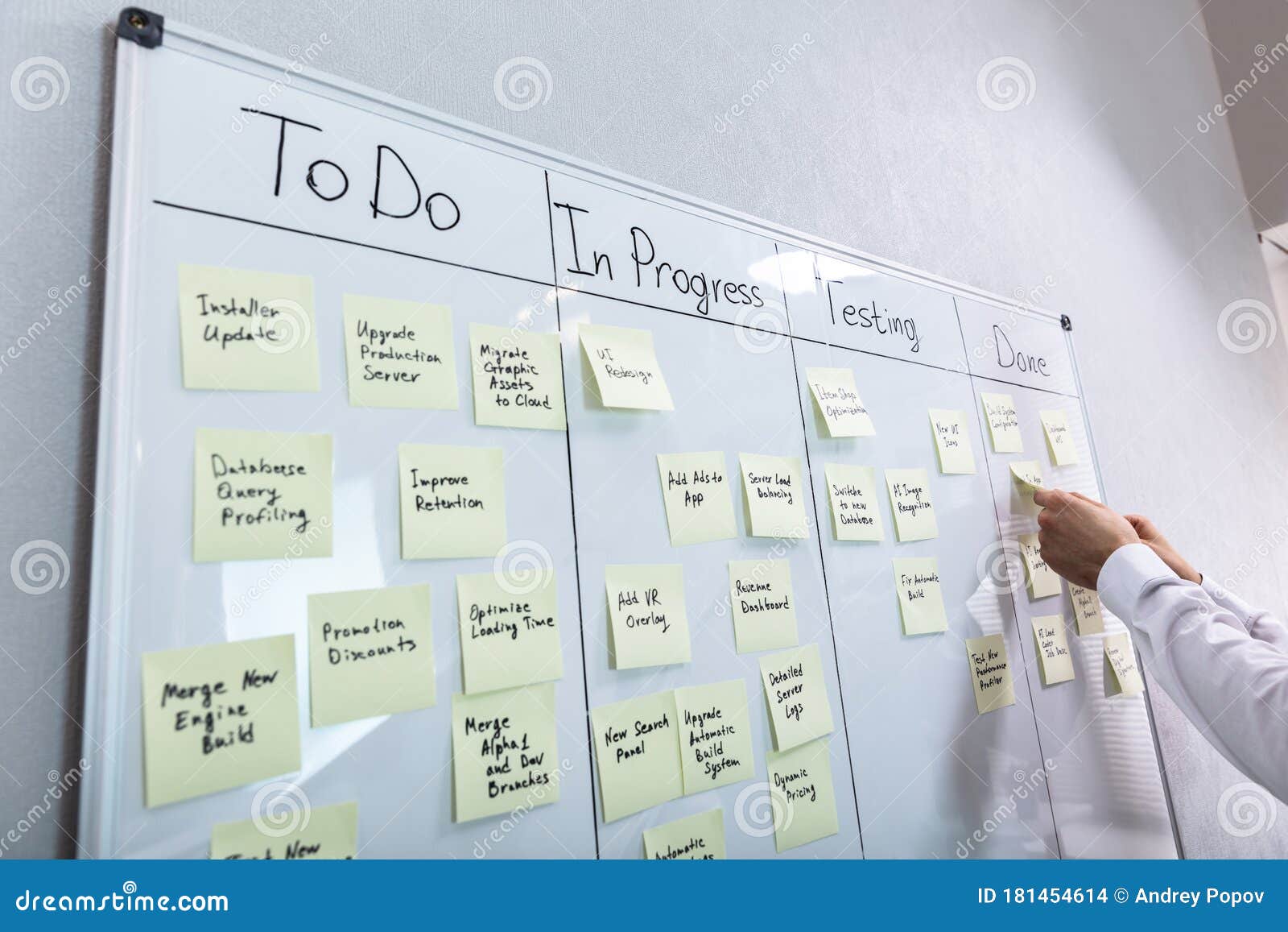 Businessman Writing on Sticky Notes Stock Photo - Image of black ...