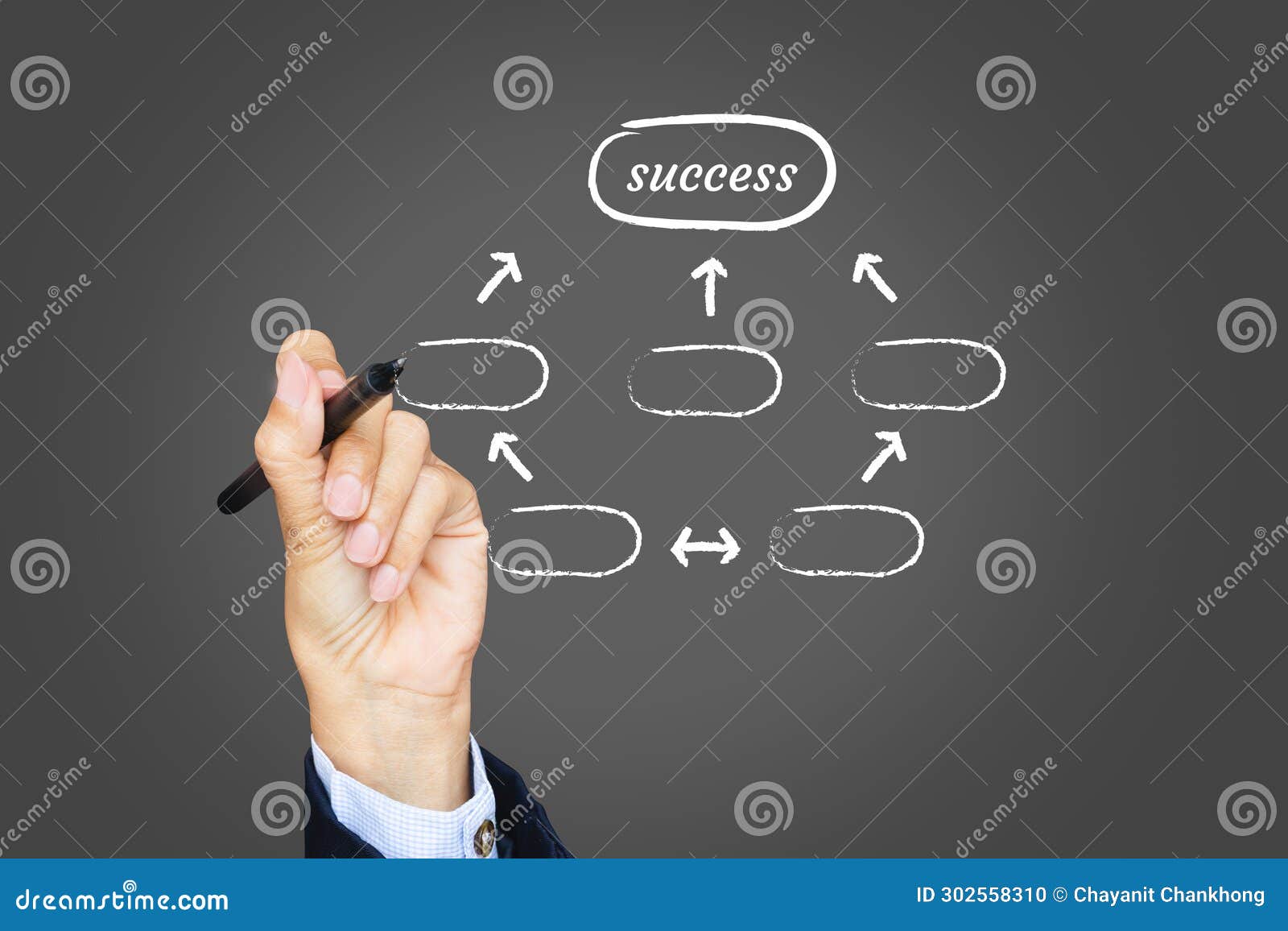 Businessman Writing Success Concept. Drawing Flowchart, Business ...