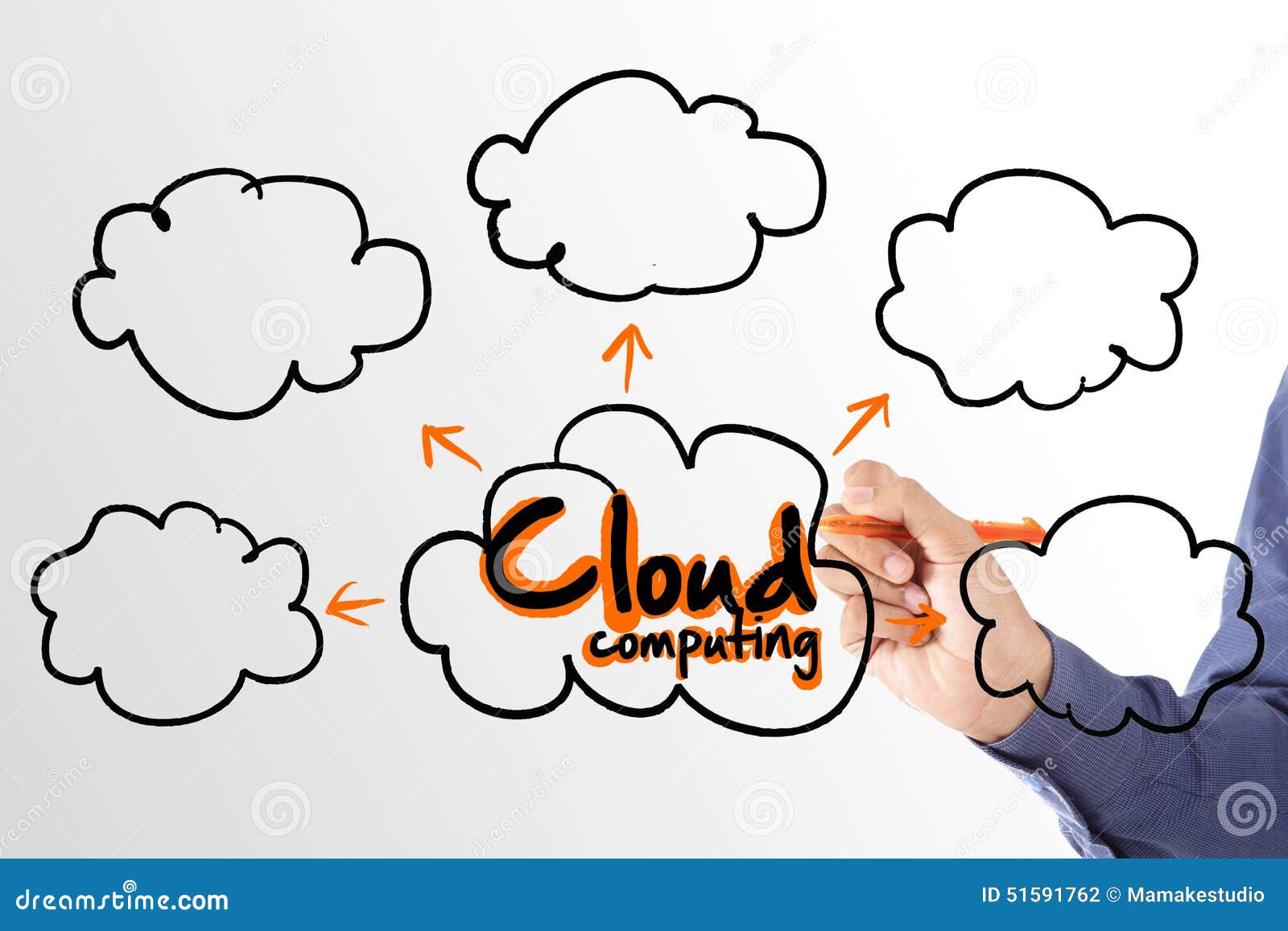 Businessman Writing Technology of Cloud Computing Stock Photo - Image ...