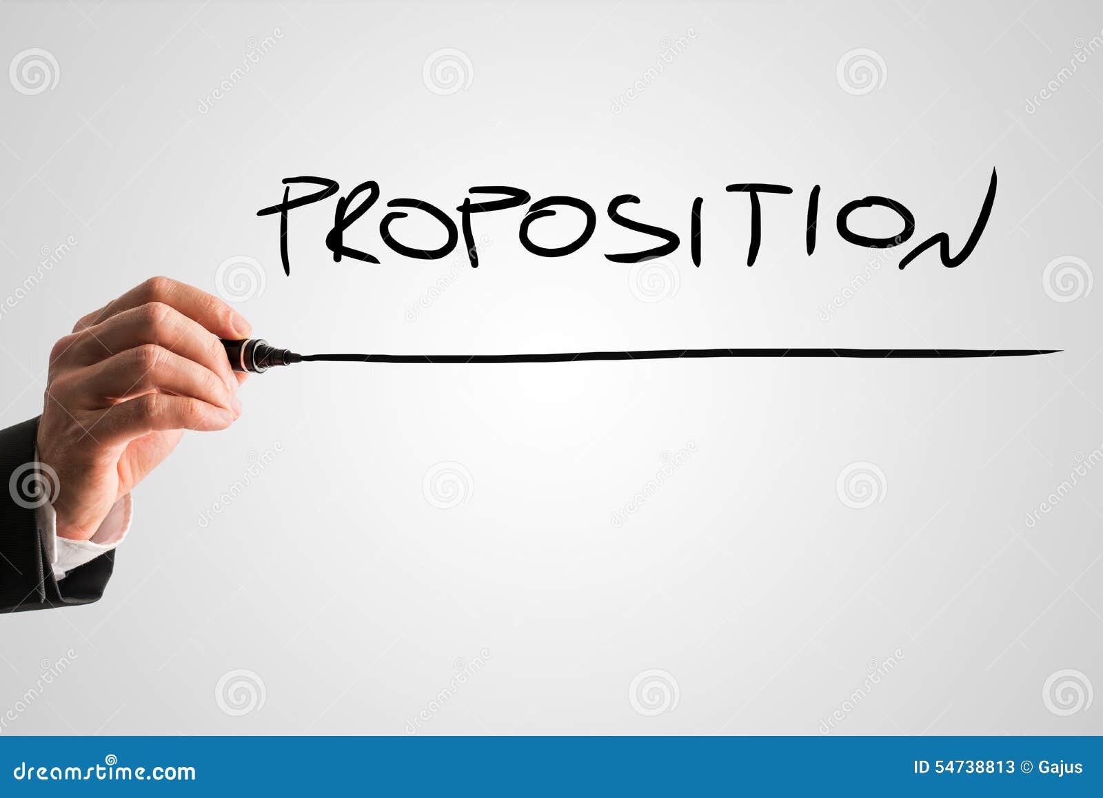 Businessman Writing Underlined Proposition Text Stock Image - Image of ...