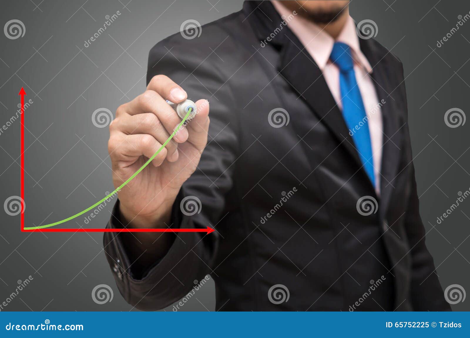 Businessman Writing the Upper Graph Stock Image - Image of education ...