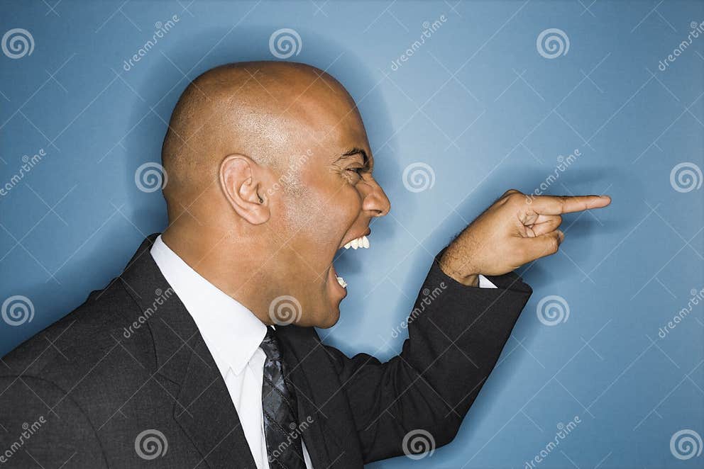 Businessman Yelling and Pointing. Stock Photo - Image of expression ...