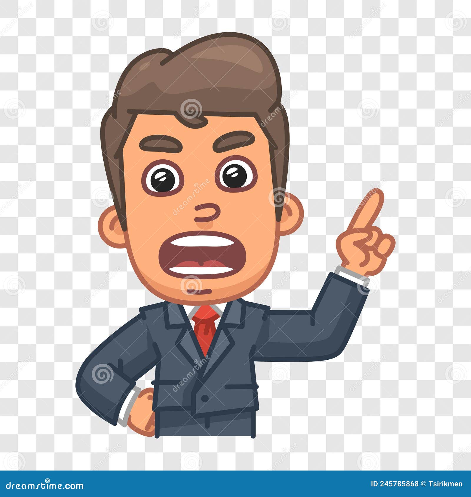 Businessman Yells and Points His Finger at. Funny Character Stock ...