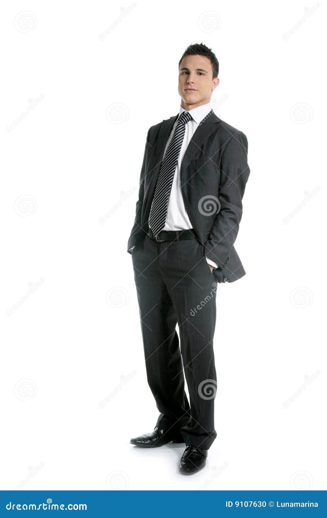 Businessman Young Stand Up, Full Length on White Stock Photo - Image of ...