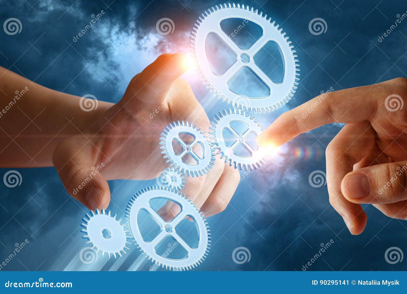 Businessmans Builds a Business System . Stock Image - Image of circle ...