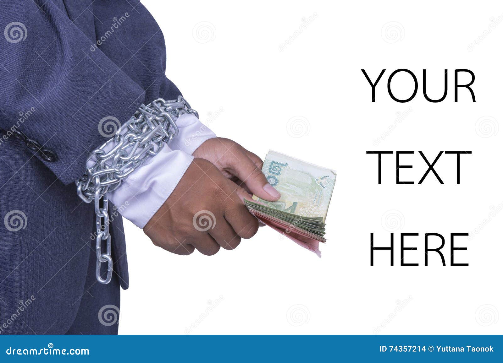 Businessmans Hands Chained Holding Money Stock Photo - Image of holding ...