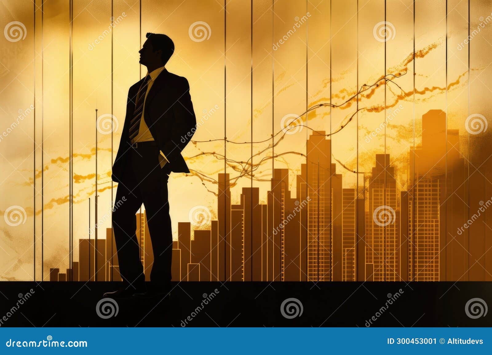 A Businessmans Silhouette Layered Over a Graph Chart Stock Image ...
