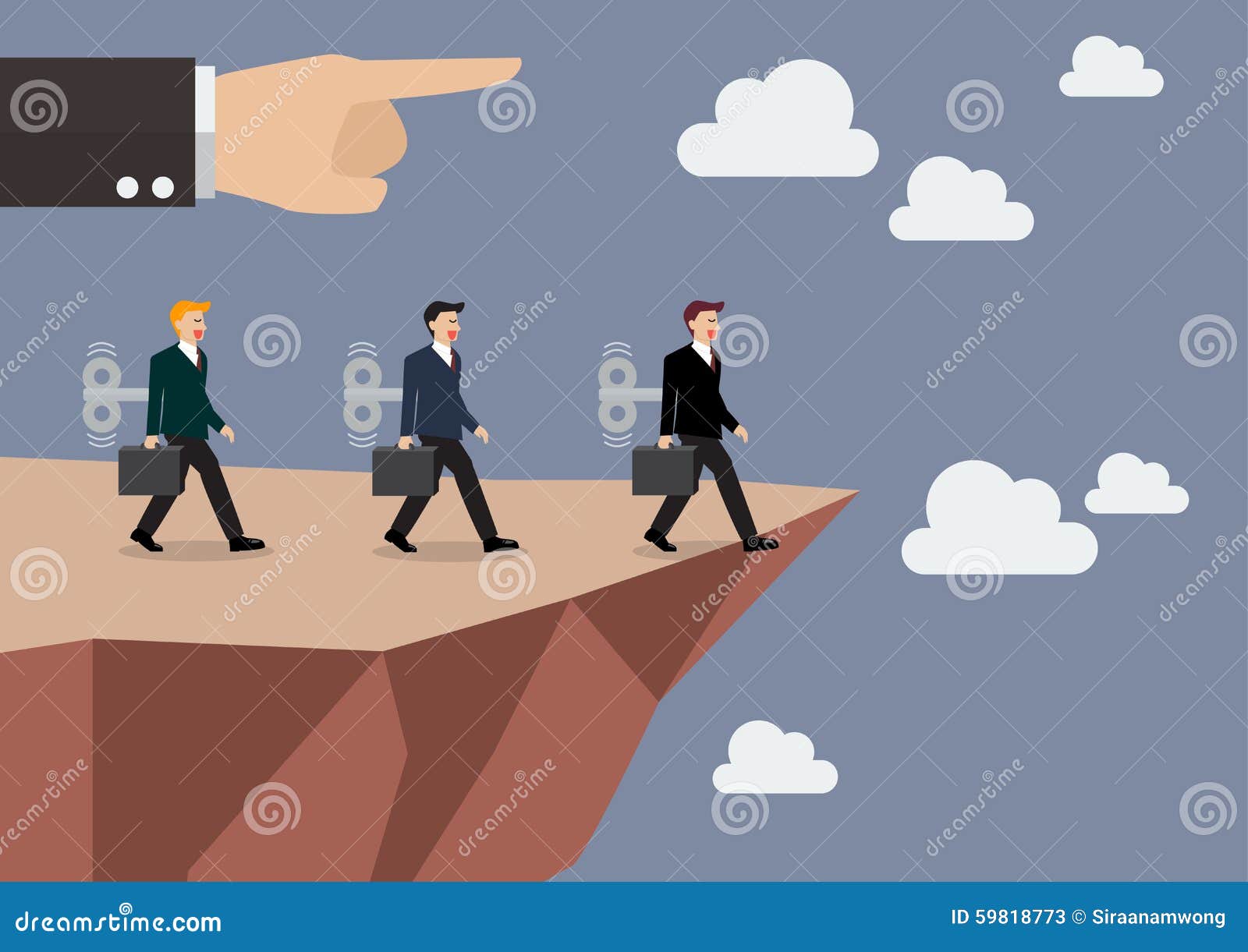 Businessmans Walk Straight into the Abyss Stock Vector - Illustration ...