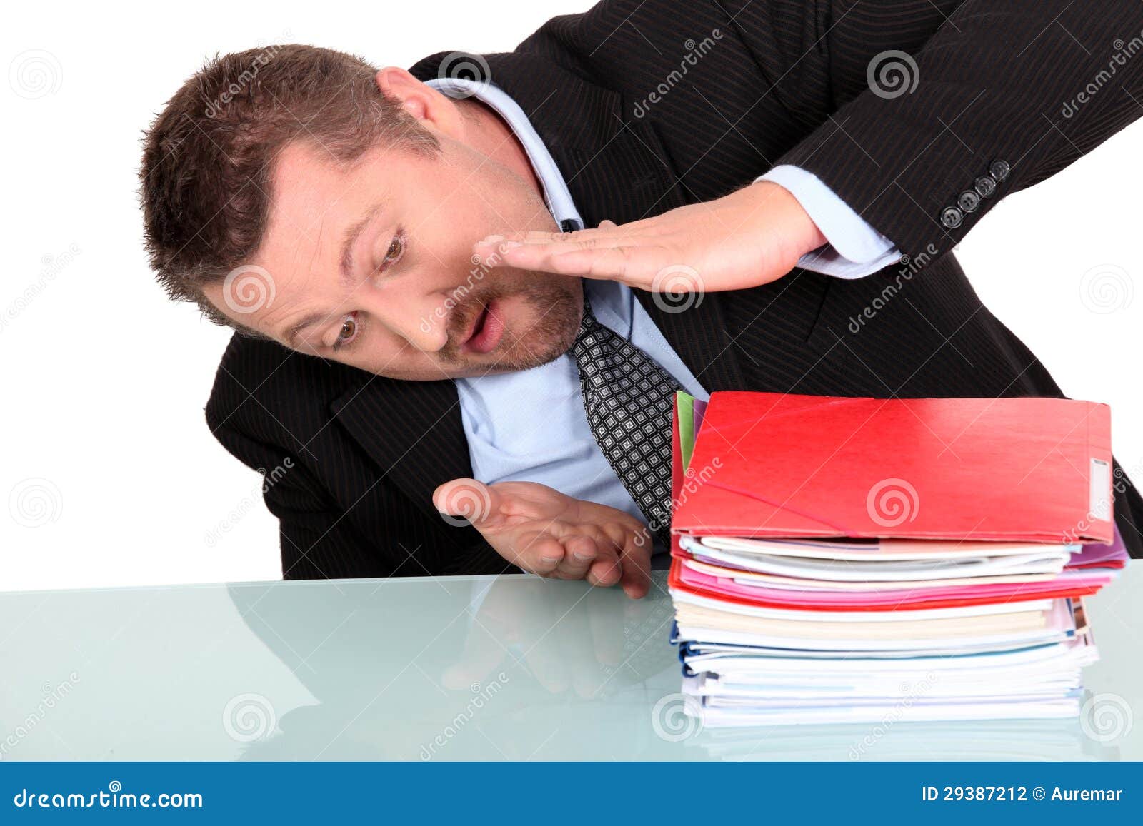 Businessmanwith Pile of Work Stock Photo - Image of books, notebooks ...