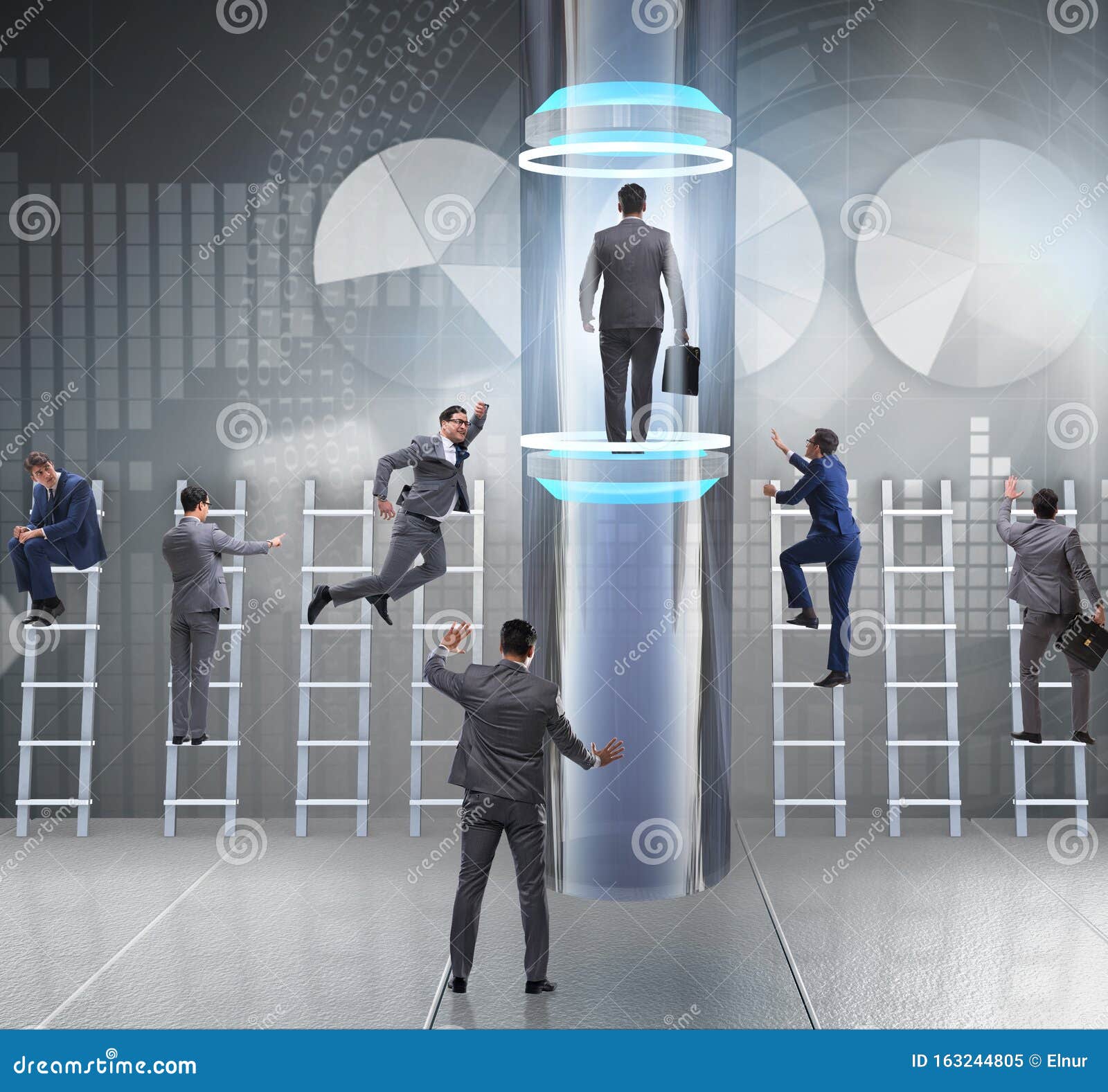 Businessmen in Accelerated and Fast Promotion Concept Stock Image ...